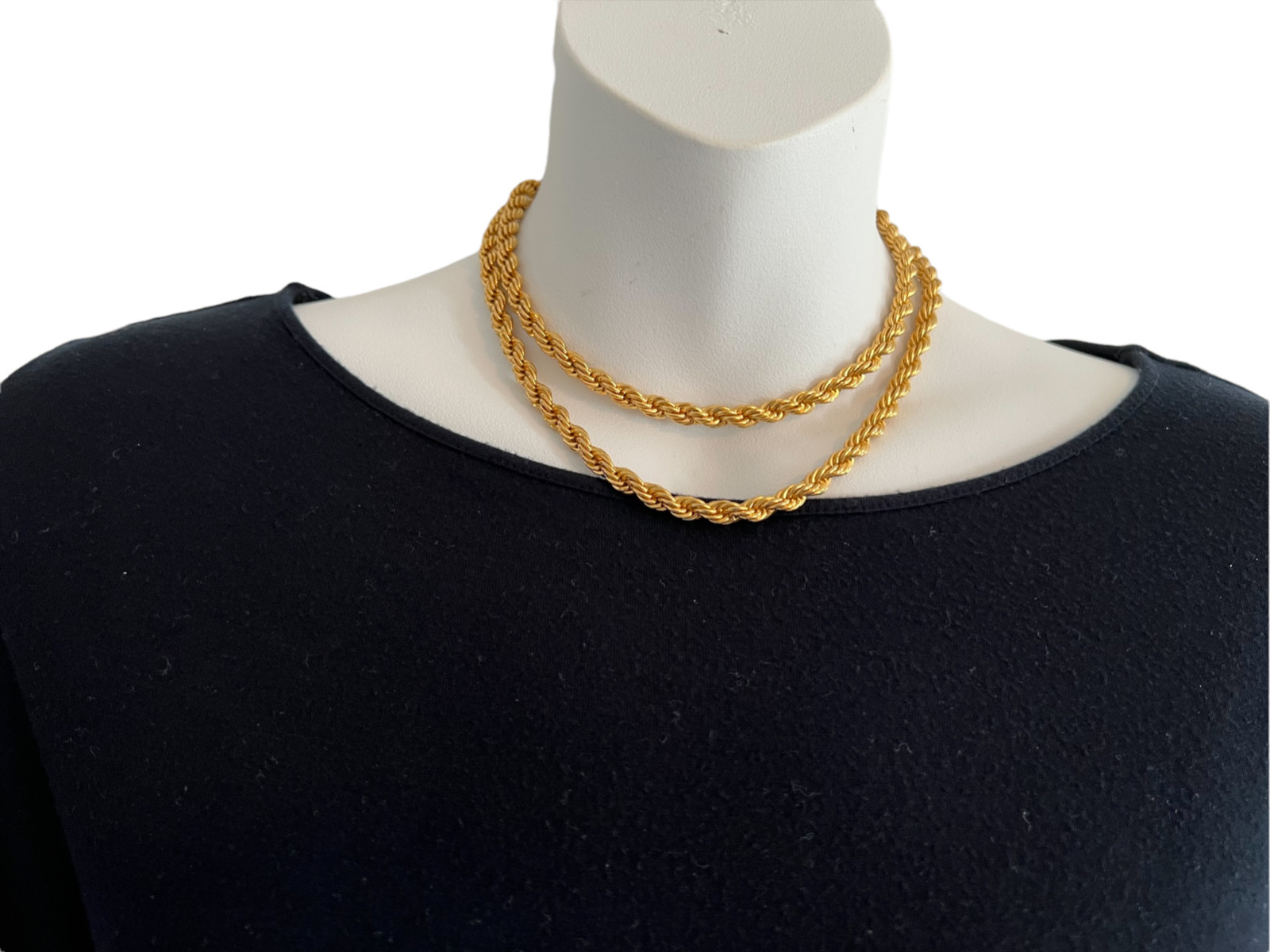Vintage Napier Gold Plated Rope Chain Necklace 5 mm x… - Gem