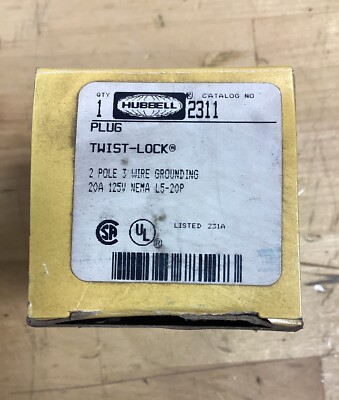 Hubbell HBL2311, 20A, 125V Twist-Lock Plug | eBay