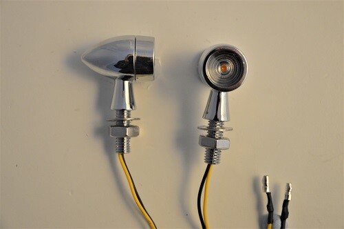Miniature Bullet LED Motorcycle Motorbike Indicators Chrome Aluminium ...