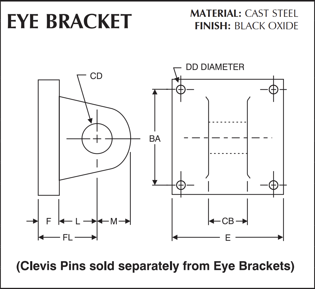 Eye Bracket, 6.5''x6.5'', 2.5'' Pin Hole, EB1750 (BDEB-17) | eBay