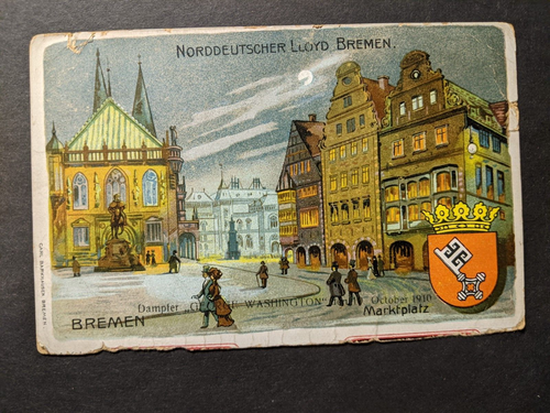 Steamer SS GEORGE WASHINGTON, Norddeutscher Lloyd Line 1910 Naval Cover ...