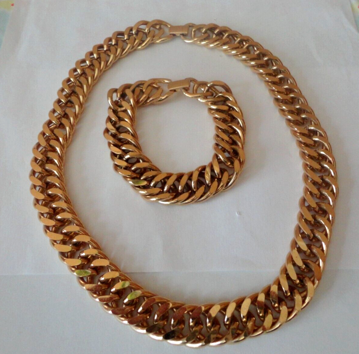 VINTAGE NAPIER HEAVY GOLD TONE CHAIN LINK 18" NECKLAC… - Gem