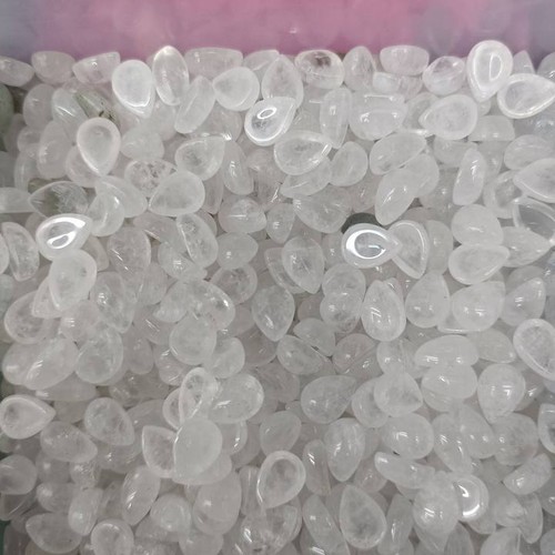 100pc 6x8mm Natural White Crystal Stone Teardrop CAB CABOCHON DIY ...