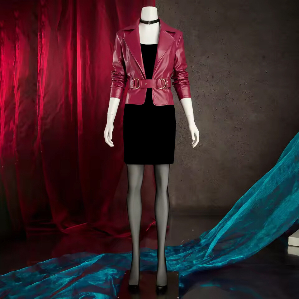 Game Silent Hill Cosplay Maria Red Coat Black Dress Necklace Costume ...