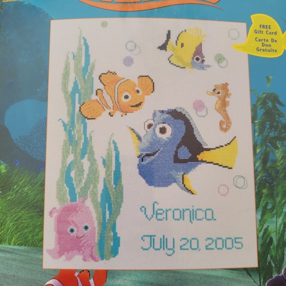 Nemo & Friends Birth Announcement Cross Stitch Kit Disney Pixar Finding ...