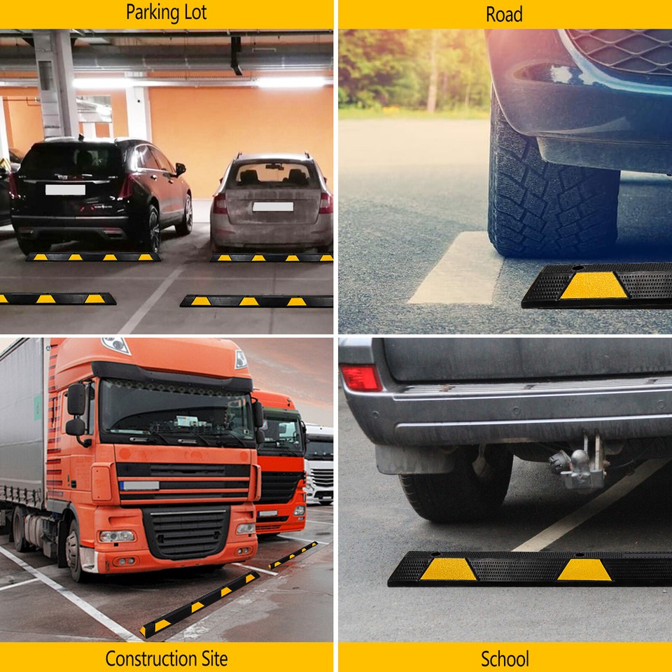 2pcs 72" Rubber Parking Curb Heavy Duty Parking Lot Stopper Truck Floor ...