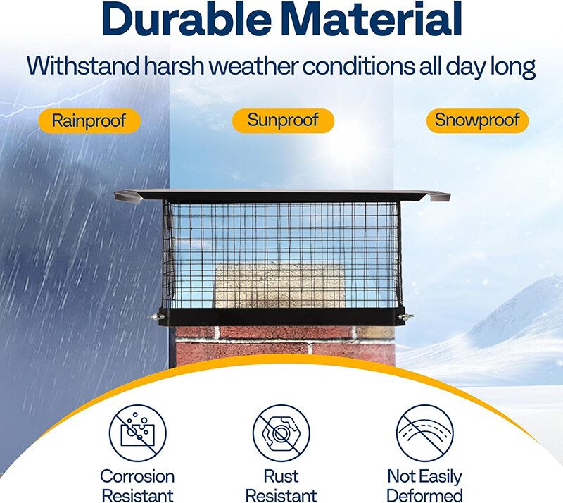 9x9 Inch Chimney Cap Square Chimney Cover Galvanized Steel Fireplace ...