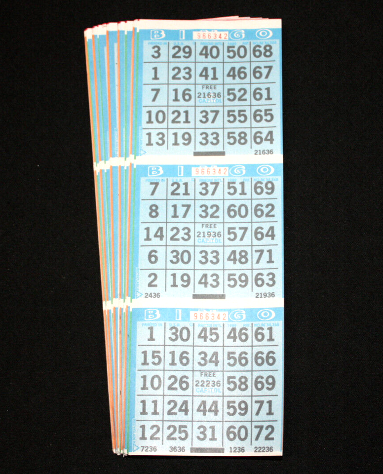 BINGO PAPER Cards Sheets 3 on 16 Blue Tint - 10 packs | eBay