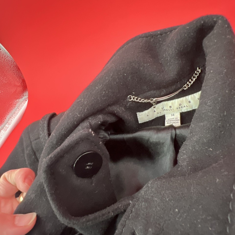 Ladies Laundry By Shelli Segal Black Wool Blend Coat Size 14 Fancy ...