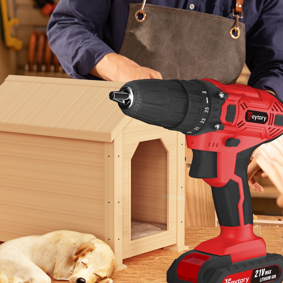 Battery 21V Cordless Drill Combi Driver High Power Electric Screwdriver ...