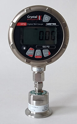 AMETEK Crystal XP2i Digital Pressure Gauge 0-100 psi, 2 inch sanitary ...