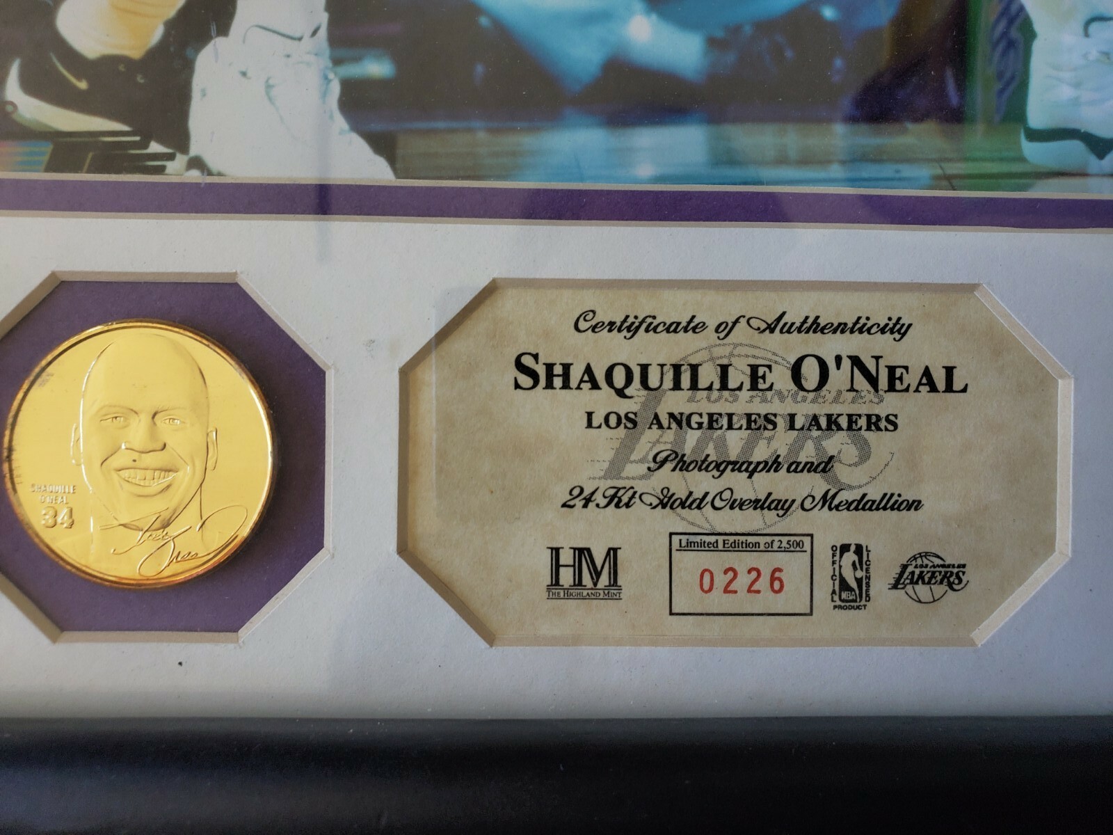 Highland mint Shaquille O'Neal Framed Display Photo and gold Coin | eBay