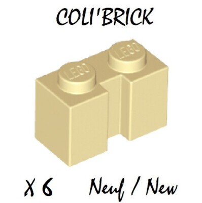 Lego 4216 - 6x Briques / Brick 1x2 with Groove - Beige / Tan - NEW NEUF ...