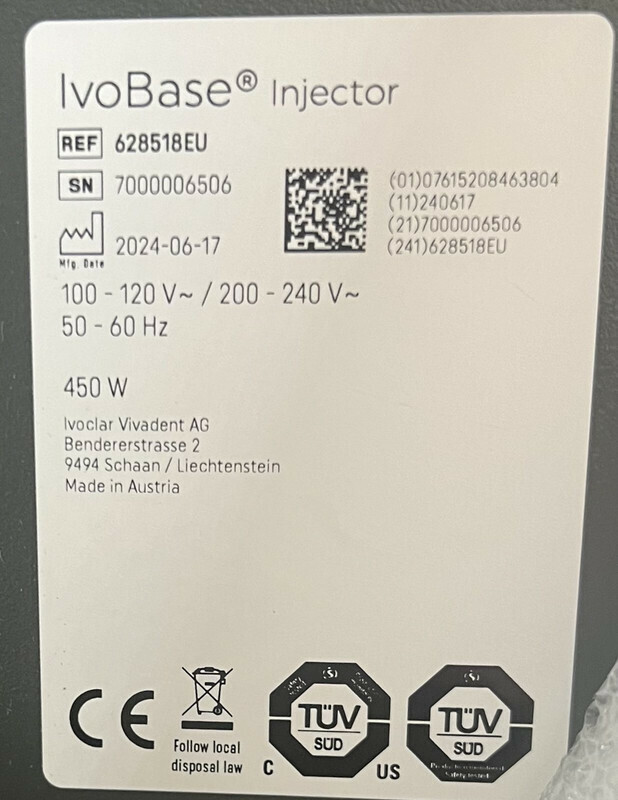 IVOCLAR VIVADENT 628518EU IVOBASE DENTAL INJECTOR INJECTION MOLDING ...