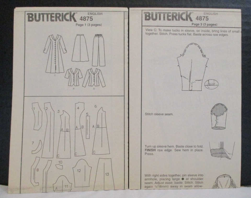 Butterick Pattern 4875 Misses Dress Top Skirt Pants Size 14W-16W-18W ...
