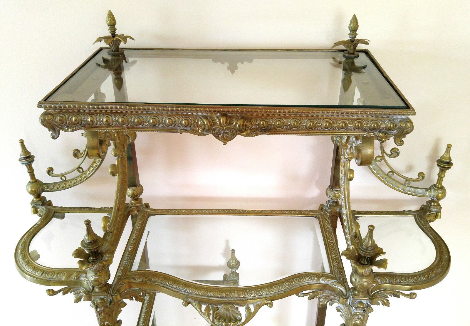 Antique Victorian Display Stand Brass Etagere Glass Shelf Koi Fish ...