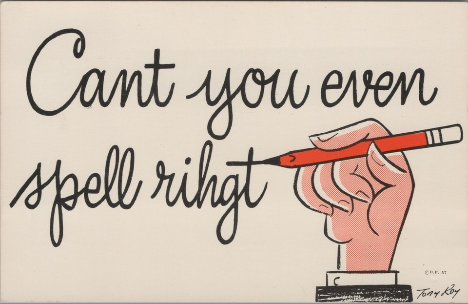 Cant You Even Spell Right Cartoon Wackies No 8 Chrome Vintage Postcard ...