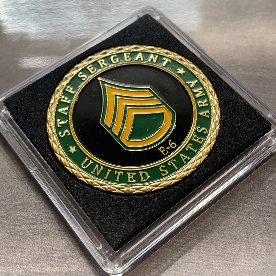 US ARMY STAFF SERGEANT E-6 Challenge Coin with Case-US Military Gift ...