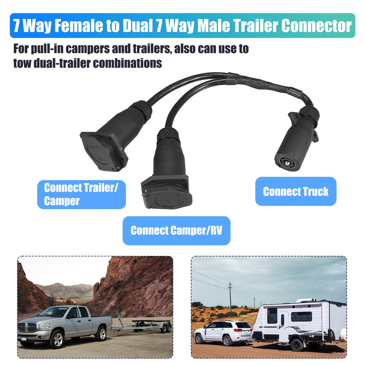 7 Way Y Splitter For Truck Camper And Trailer 7 Way Trailer Plug ...