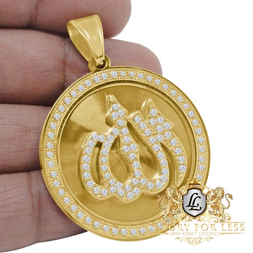 Solid Stainless Steel 18K Gold Finish Allah God Muslim Pendent Charm ...