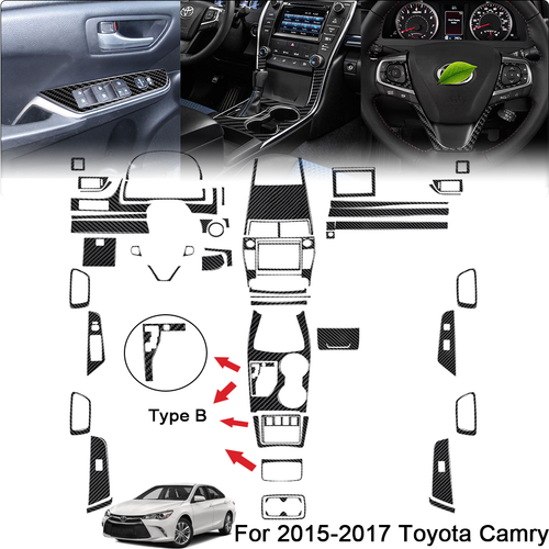 Fit Toyota Camry 2015-2017 Full Vehicle Carbon Fiber Kit Trim Stickers ...