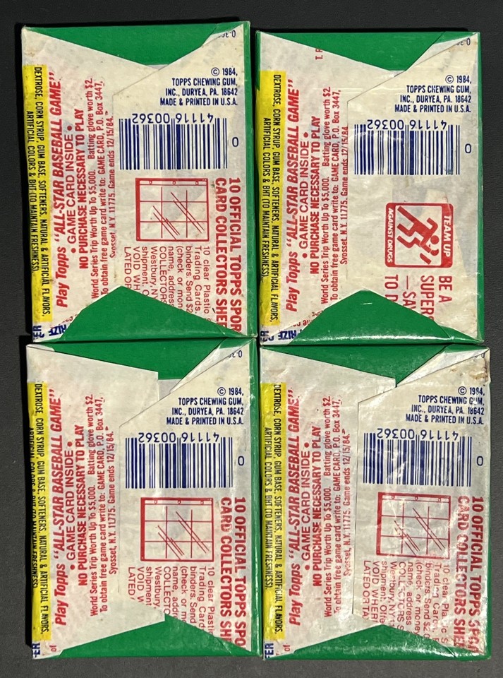 1984 Topps Baseball Cards Four (4) Unopened Sealed Wax Packs | eBay