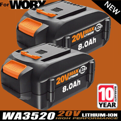 2Pack For WORX WA3525 20V 8.0Ah Max Lithium Battery Power Tools WA3520 ...