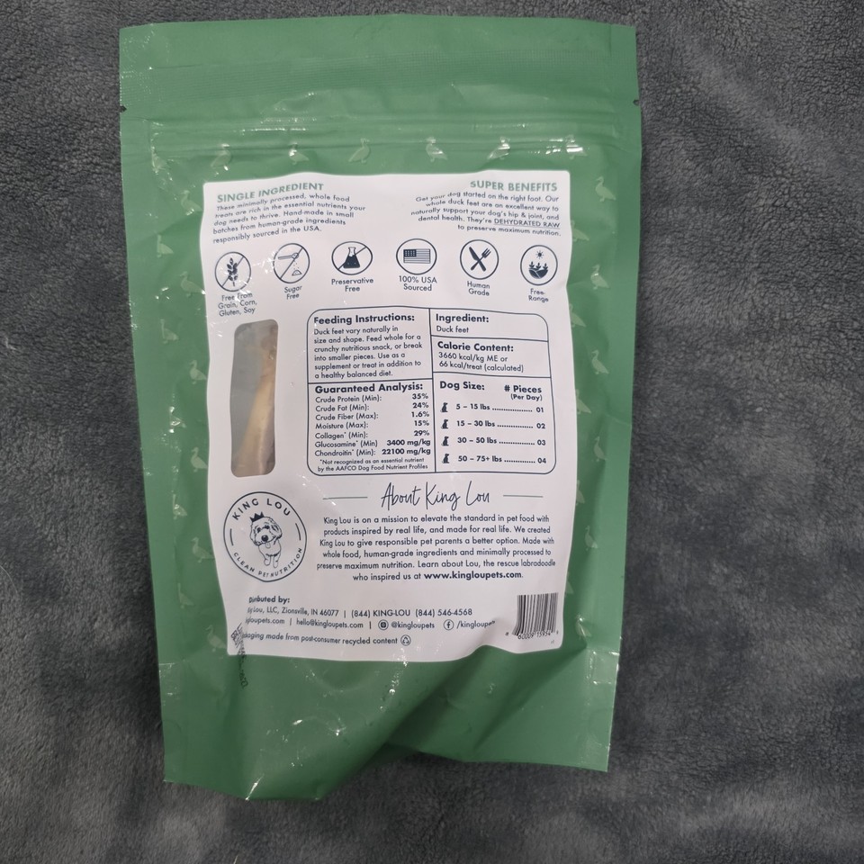 King Lou Pets - Whole Duck Feet for Dogs - Dehydrated Duck Dog Treats ...