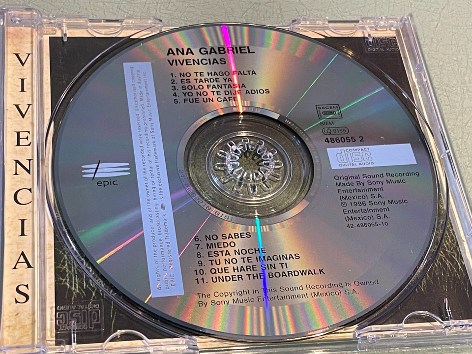 Ana Gabriel ‎– Vivencias - CD Album - 1996 Sony Music - 11 Great Tracks ...