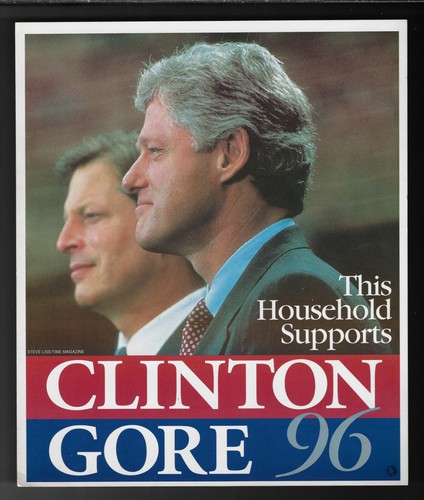 1996 Bill Clinton Al Gore Jugate Mini-Poster from the Fall Election ...