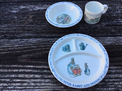 3 pc Set Eden Peter Rabbit And Friends Toddler Plate, Bowl and Cup | eBay