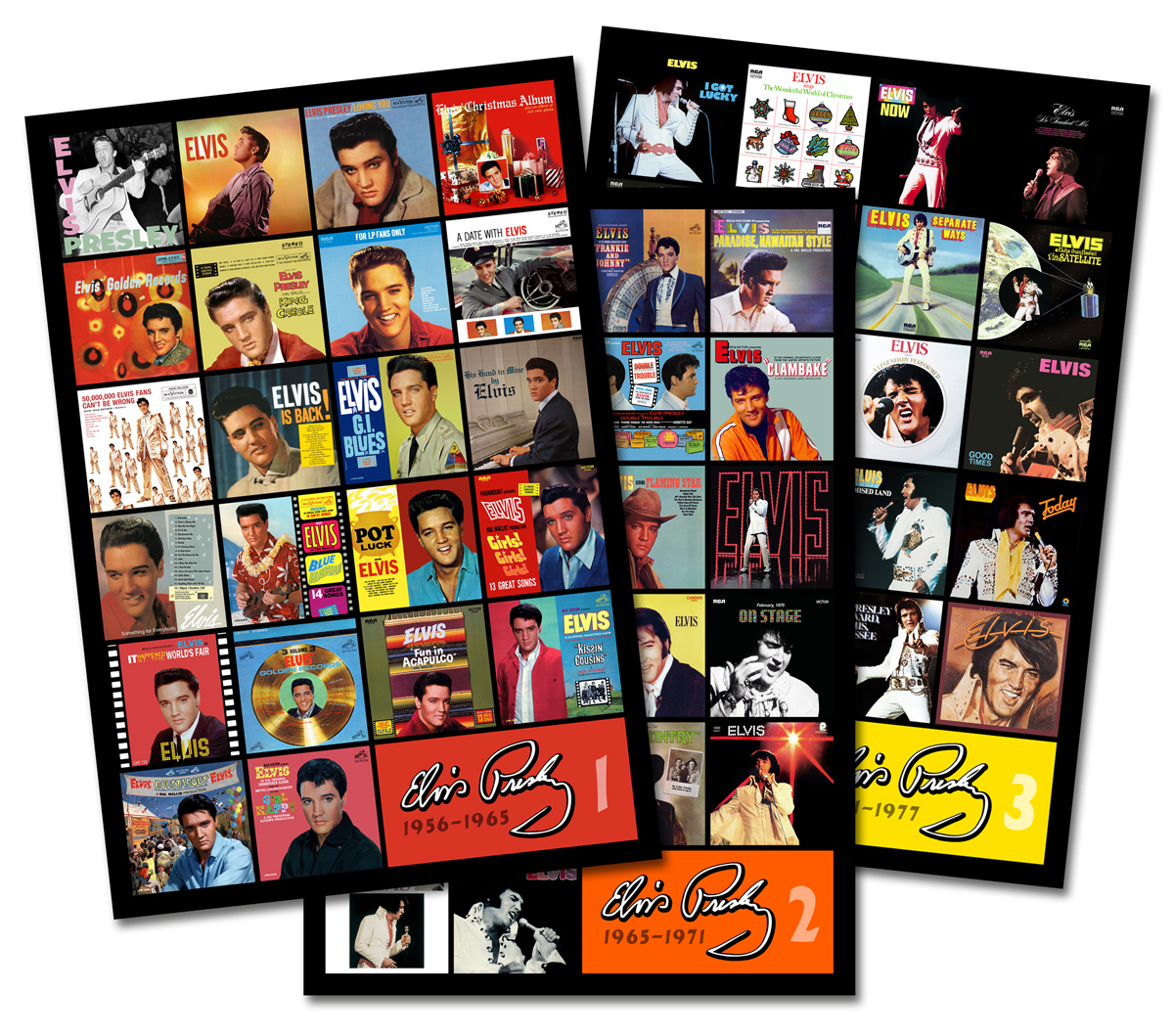 ELVIS PRESLEY triple pack discography magnet lot (three 3.5" x 4.5 ...