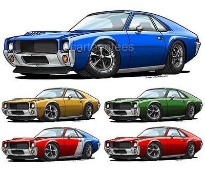 AMC AMX Cartoon Tshirt #0535 GA muscle car auto art | eBay