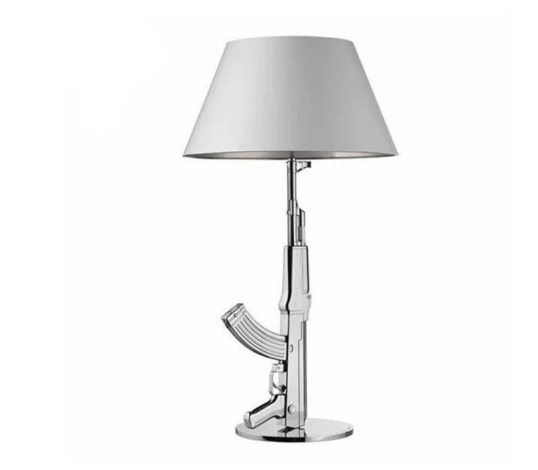 Accent Table Lamp Metal LED Light Modern Home Decor Gun Rifle Floor ...