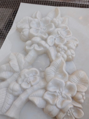 Vtg Flowers 1 MCM Deep Flex Plastic Plaster Paris Chalkware Mold Wall ...