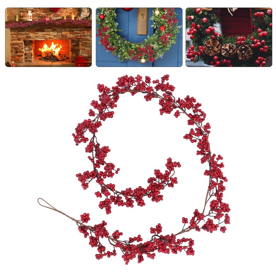 1pc Simulation Red Fruit Christams Decoration Small Red Fruit Branch ...