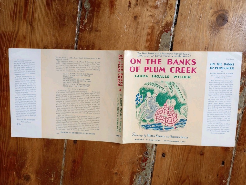 LAURA INGALLS WILDER On The Banks Of Plum Creek 1937 UNUSED DUST JACKET ...