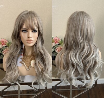 24'' ashy blonde wavy synthetic wig With Bangs/fringe, Taylor Swift Wig ...