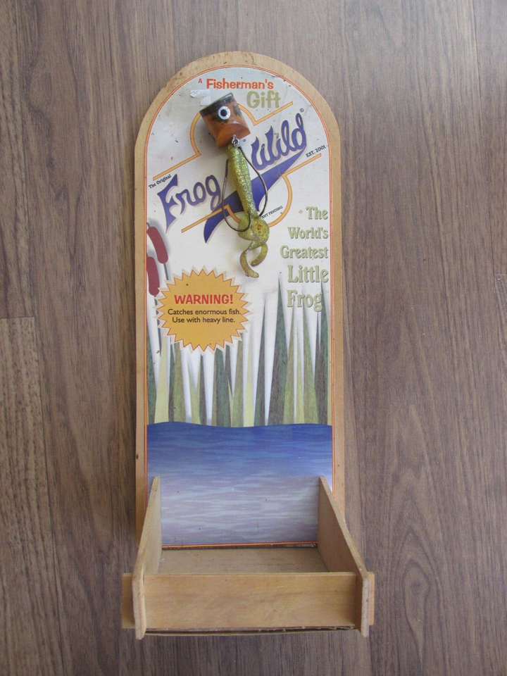 Vintage Fisherman's Gift Frog Wild Lure Store Wooden Counter Display ...
