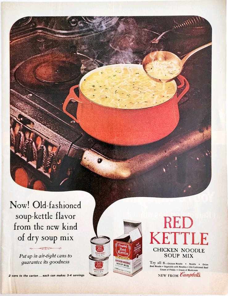 1963 Campbell's Red Kettle Chicken Noodle Soup Advertisement Canned ...