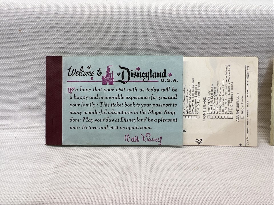 Vintage 1960's Disneyland Ticket Book 5 Adventures With Loose A Ticket ...