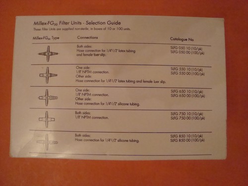 Millipore MILLEX- FG 0.2u FILTER UNIT 50mm Sterile Air Venting 10/bx ...