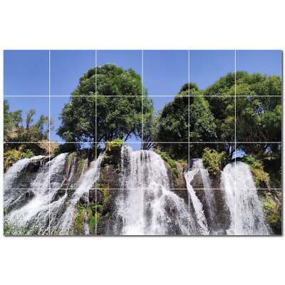 Waterfalls Ceramic Tile Wall Mural PT501131. 72" W x 48" H (24) 12x12 ...