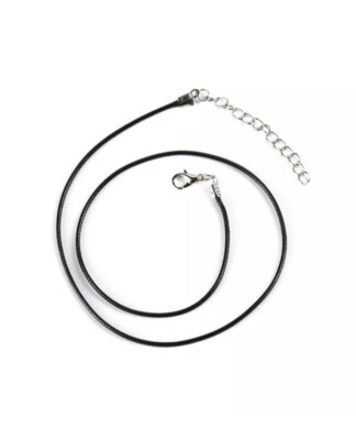 Lot of 4 Black Rope Leather Cord Chain Necklace Stainless Steel Lobster ...