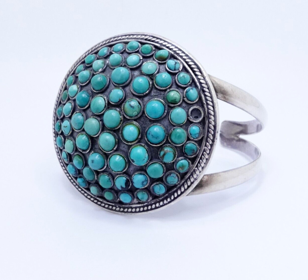 Sterling Silver Vintage Turquoise Cluster Statement C… - Gem