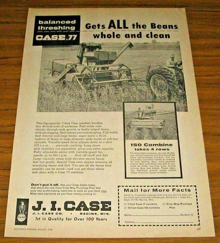 1958 Print Ad Case 77 Combine Pulled by Case Tractor Racine,WI | eBay