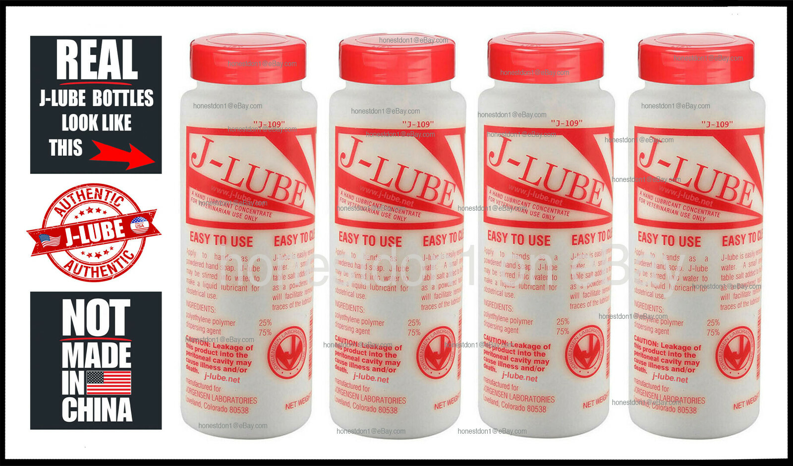 4 Bottles REAL J-Lube JLube Powder Lubricant FREE USA SHIPPING - RED ...