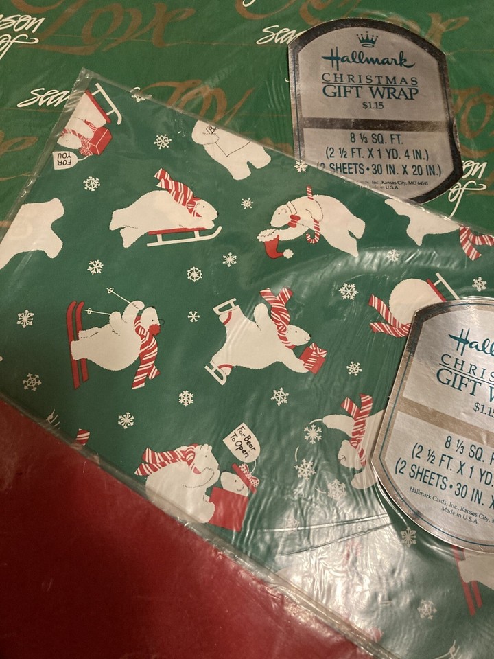LOT OF 6 NOS Vintage HALLMARK And Drawing Board Christmas Gift Wrap ...