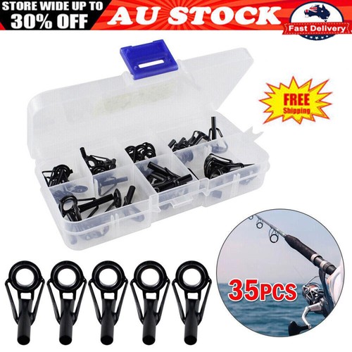35Pcs Ceramic Fishing Rod Guide Tips Top Eye Rings Line Repair Kit 7 ...