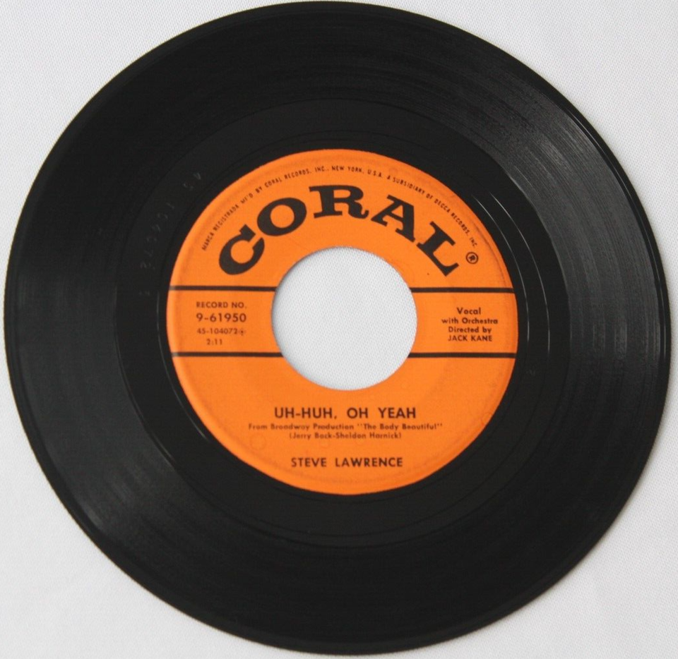STEVE LAWRENCE LOVER IN THE HOUSE / UN HUH OH YEAH 45 7" RECORD CORAL ...